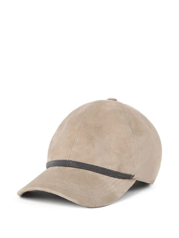 Brunello Cucinelli Leather Baseball Cap - Grey