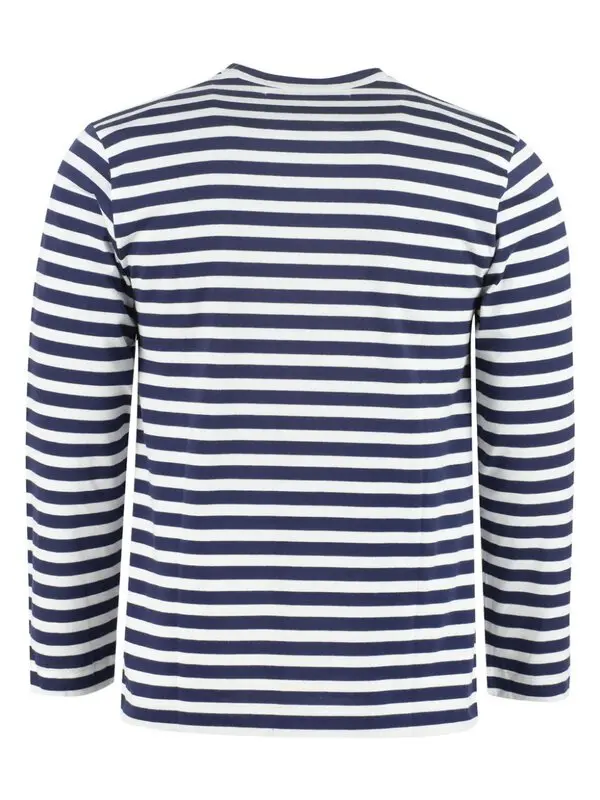 Play Comme Des Garcon Striped Cotton T-shirt - Blue