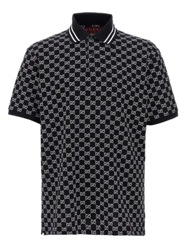 Gucci Gg Cotton Pique Polo Shirt - Blue