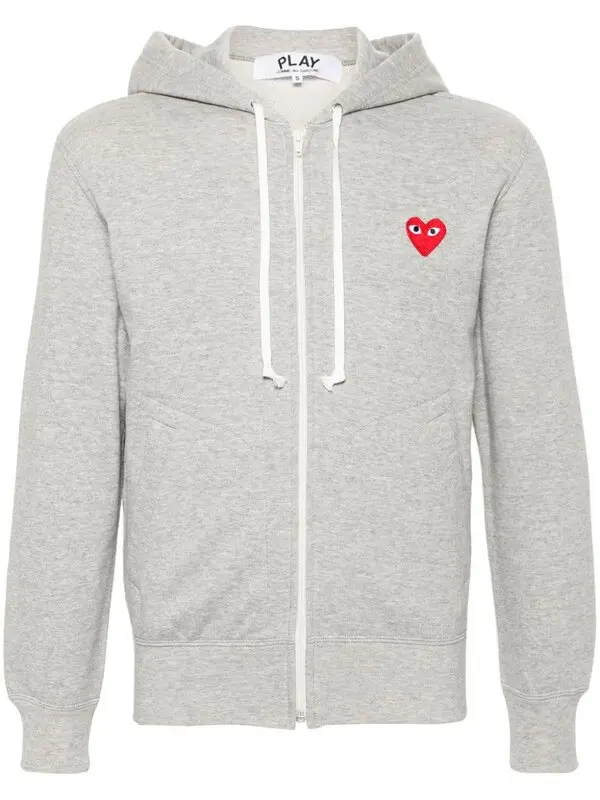 Play Comme Des Garcon Cotton Zipped Hoodie - Grey