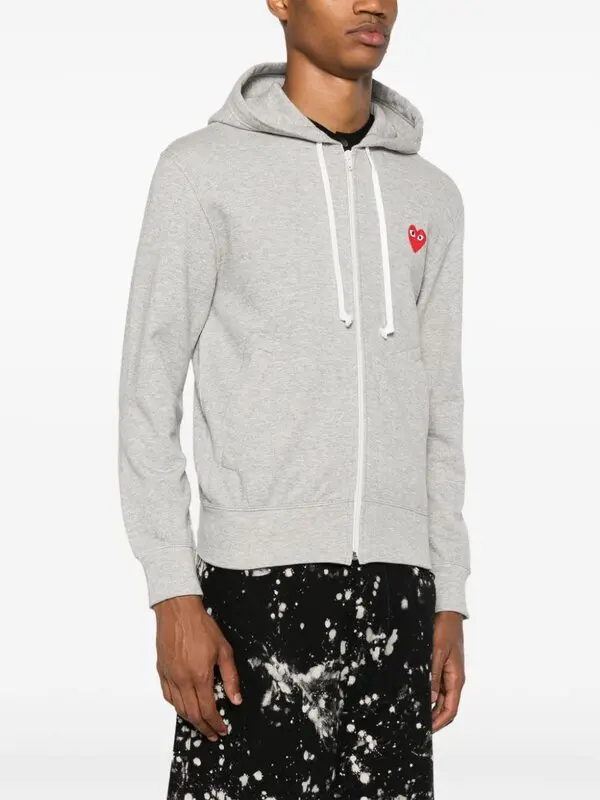 Play Comme Des Garcon Cotton Zipped Hoodie - Grey