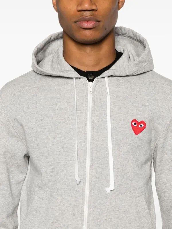 Play Comme Des Garcon Cotton Zipped Hoodie - Grey