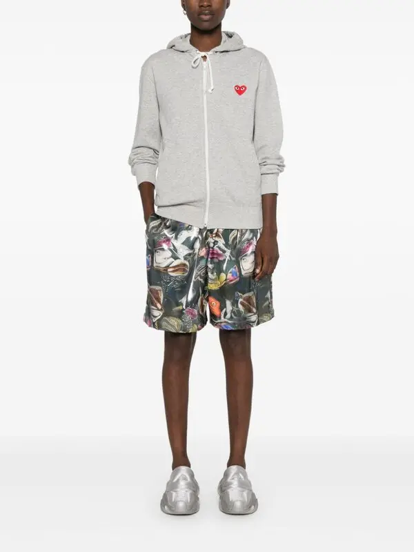 Play Comme Des Garcon Cotton Zipped Hoodie - Grey