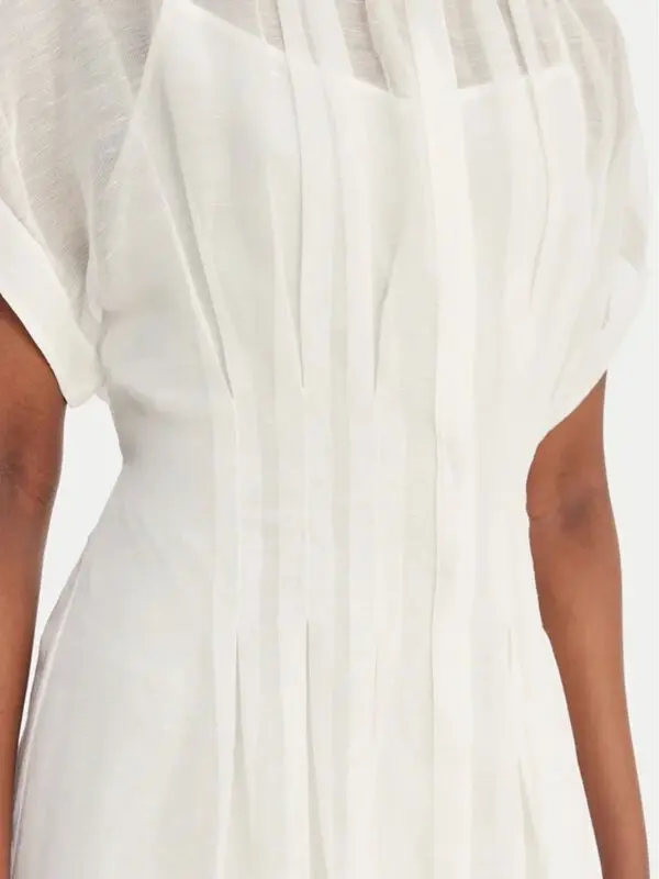 BOSS Viscose And Linen Shirt Dress - White