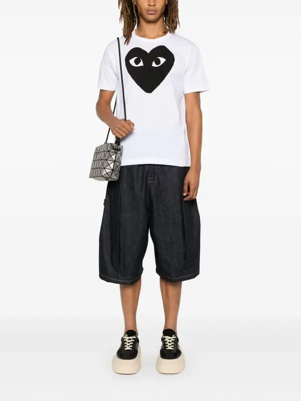 Play Comme Des Garcon Cotton T-shirt With Heart Print - White