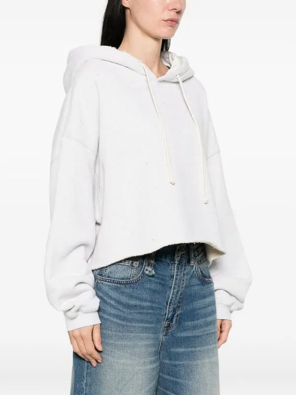 GOLDEN GOOSE Cotton Cropped Hoodie - Grey