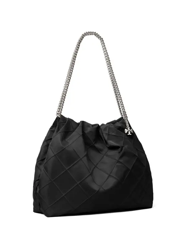 Tory Burch Fleming Nylon Hobo Bag - Black