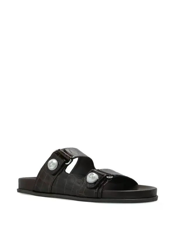JIMMY CHOO Fayence Stud-embellished Leather Sandals - Brown