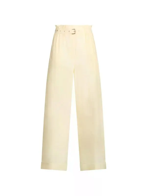Liu Jo High-rise Cotton Trousers With Belt - Yellow