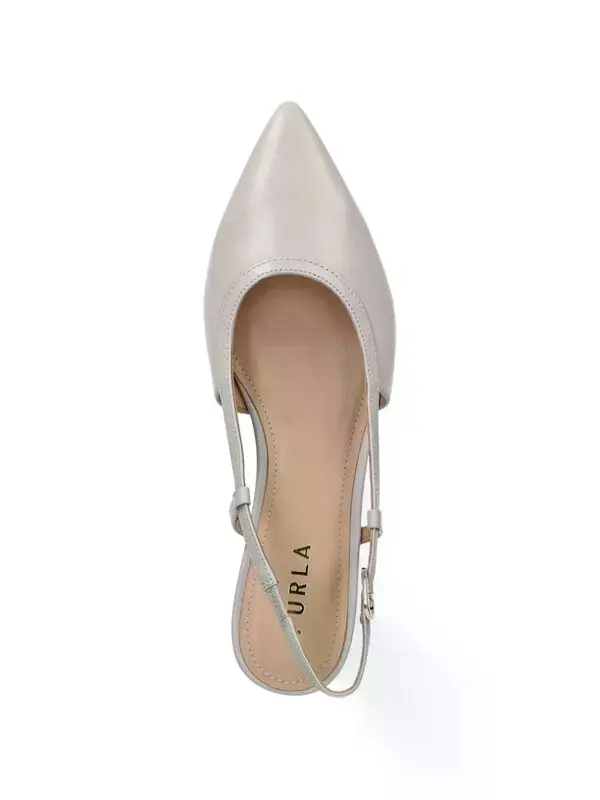 Furla Pointed Buckle Leather Ballet Flats