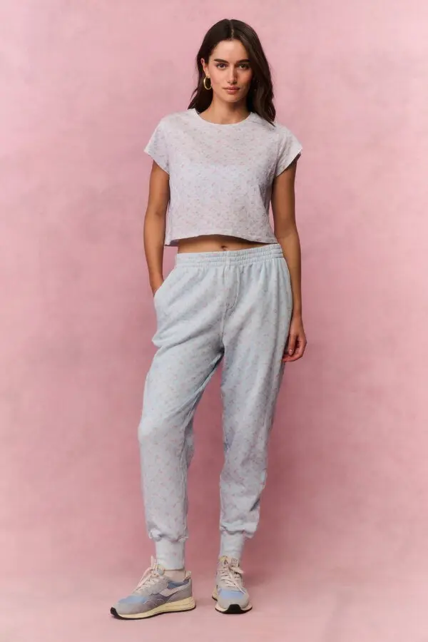 LoveShackFancy Sweetheart Lolana Cotton Jogger - Chapparal Blue