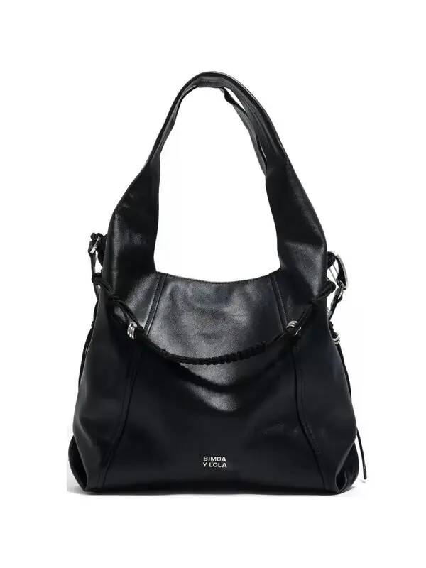 Bimba Y Lola Braided Leather Shoulder Bag - Black