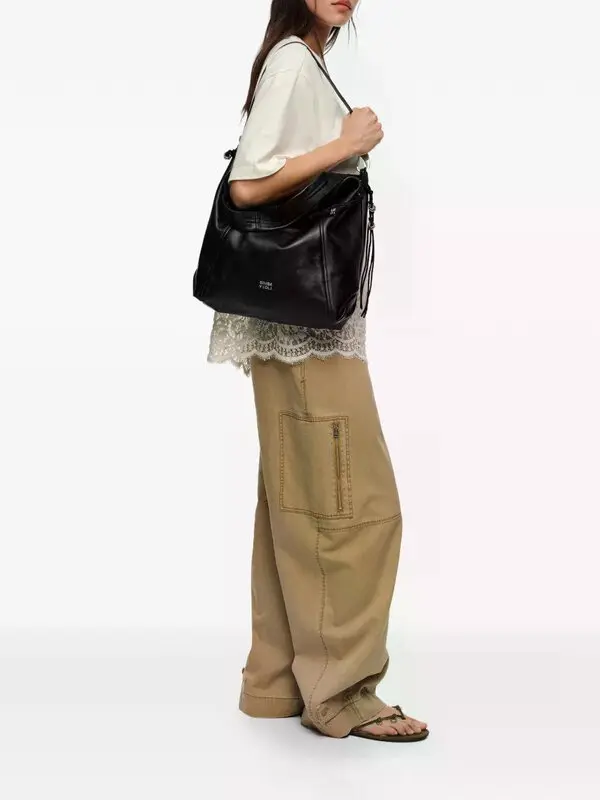 Bimba Y Lola Braided Leather Shoulder Bag - Black