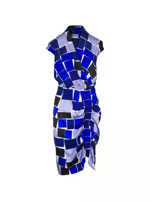 Zero + Maria Cornejo Printed Draped Silk Midi Dress - Blue