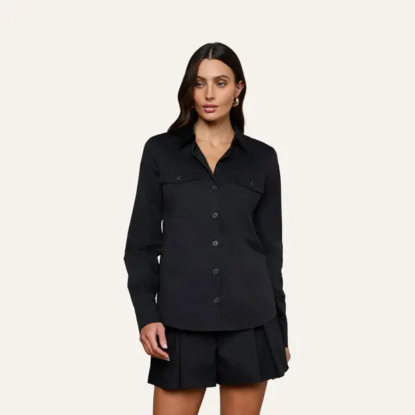 L'Agence Pearson Poplin Shirt - Black