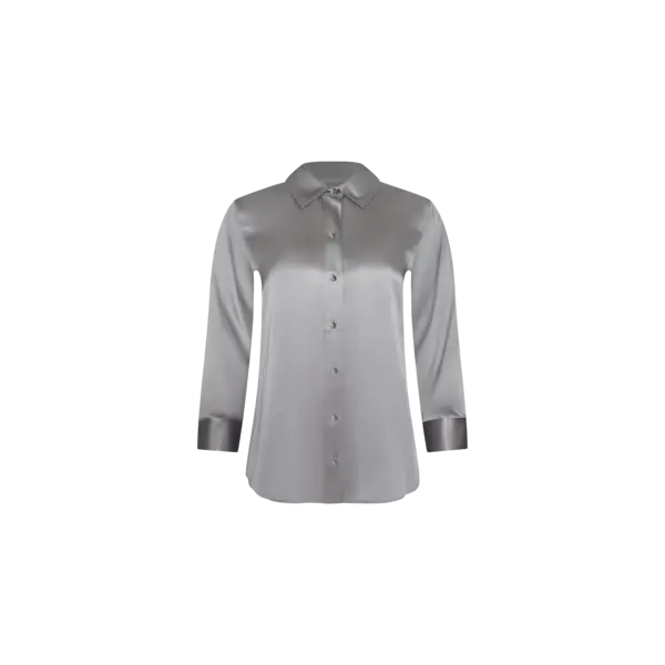 L'Agence Dani Silk Blouse Top - Light Pewter