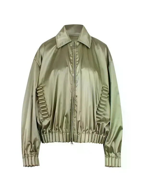 RAXXY Gathered-detail Zip Jacket - Green