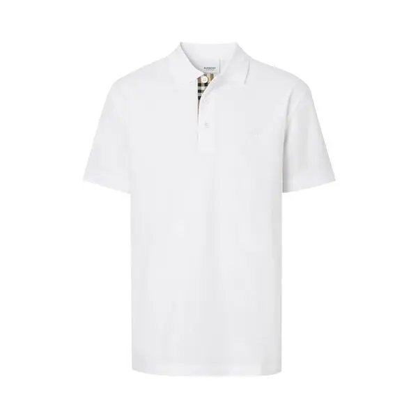 Burberry Monogram Motif Cotton Pique Polo - White