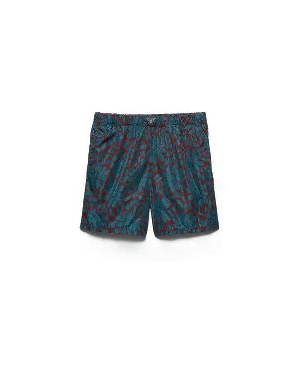 Prada Printed Re-nylon Swim Trunks - Red