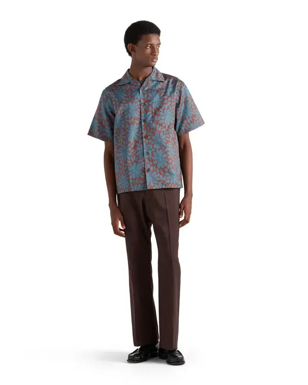 Prada Short-seeved Cotton Bend Shirt - Red