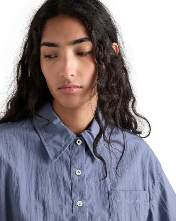 Prada Short-sleeved Technical Pongé Shirt Dress