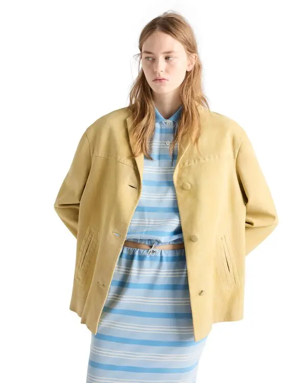 Prada Suede Caban Jacket - Yellow