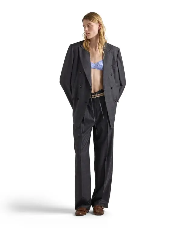 Prada Checked Wool Pants - Grey