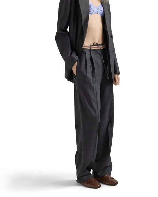 Prada Checked Wool Pants - Grey