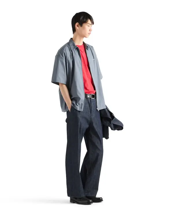 Prada Short-sleeved Technical Cotton Shirt - Grey