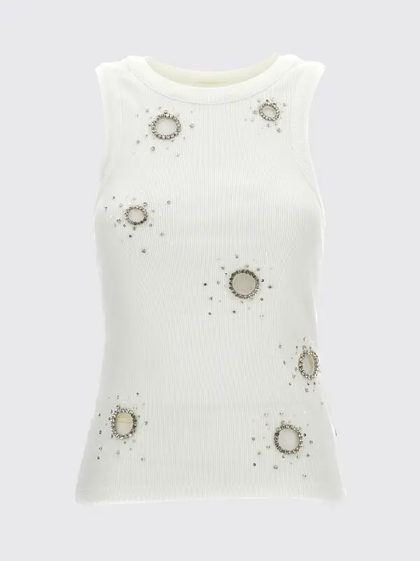 DES_PHEMMES Embellished Jersey Top - White