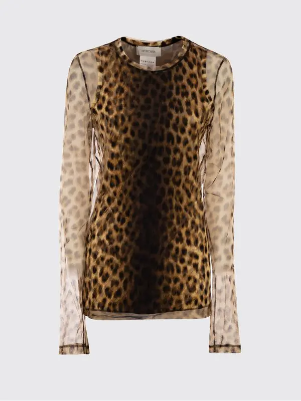 Sportmax Animal Print Jersey And Tulle Long Sleeve Top