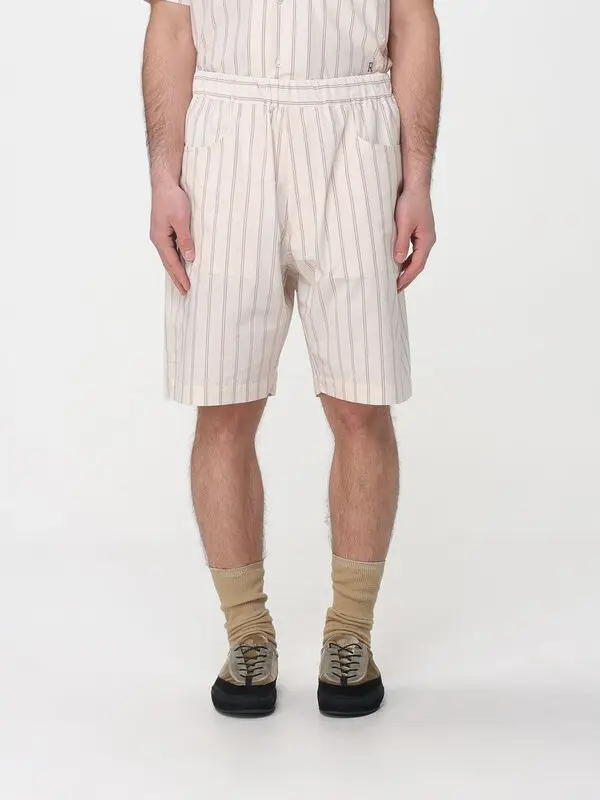 RANRA Striped Cotton Chino Shorts - White