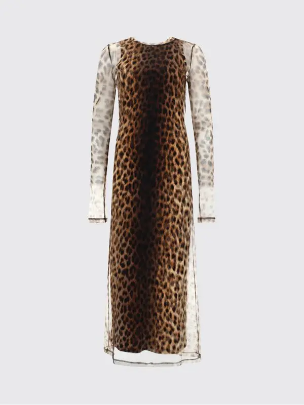 Sportmax Esordio Leopard Print Jersey Midi Dress - Beige