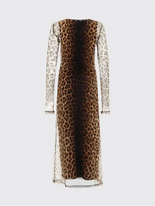 Sportmax Esordio Leopard Print Jersey Midi Dress - Beige