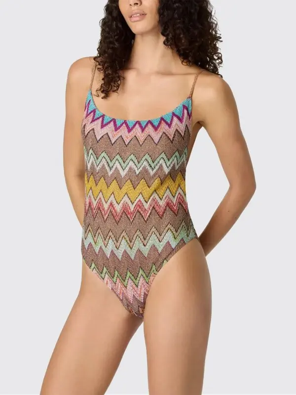Missoni One Piece Swimsuit With Metallic Chevron Print