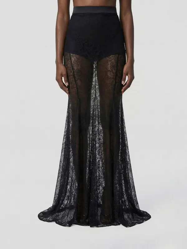 Elisabetta Franchi Long Lace Skirt - Black