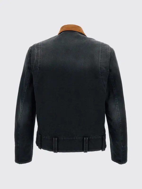 Marni Denim Jacket With Suede Collar - Black