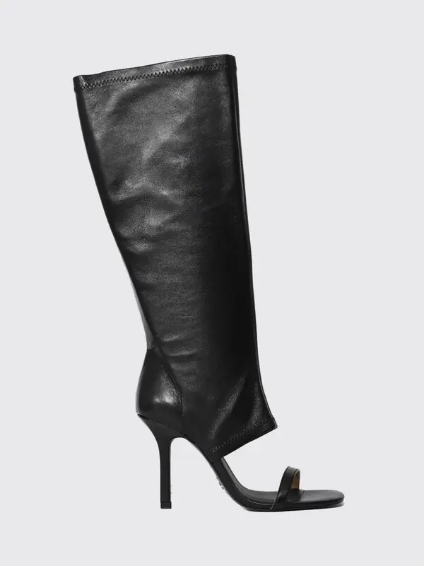 Patrizia Pepe Leather Zip Up High Heel Boots - Black