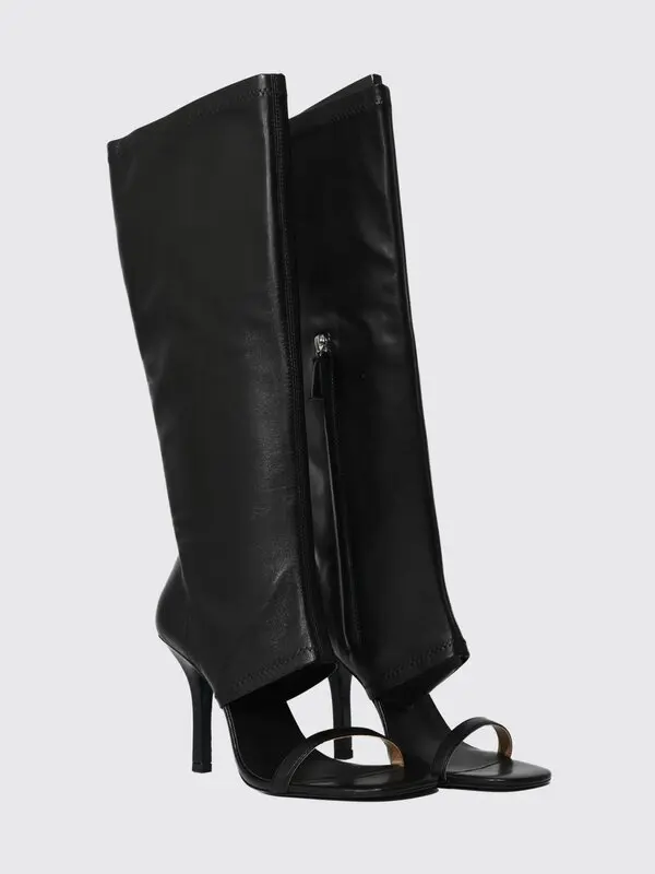 Patrizia Pepe Leather Zip Up High Heel Boots - Black