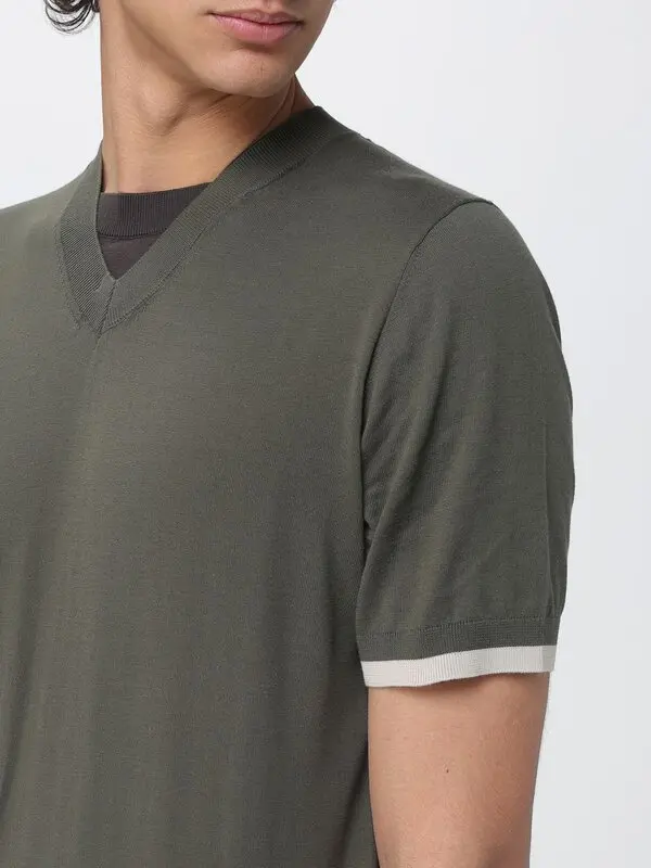 PAOLO PECORA V-neck Short Sleeve Sweater - Green