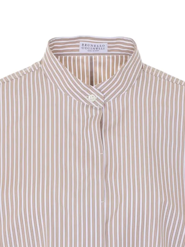 Brunello Cucinelli Striped Cotton Shirt - Brown