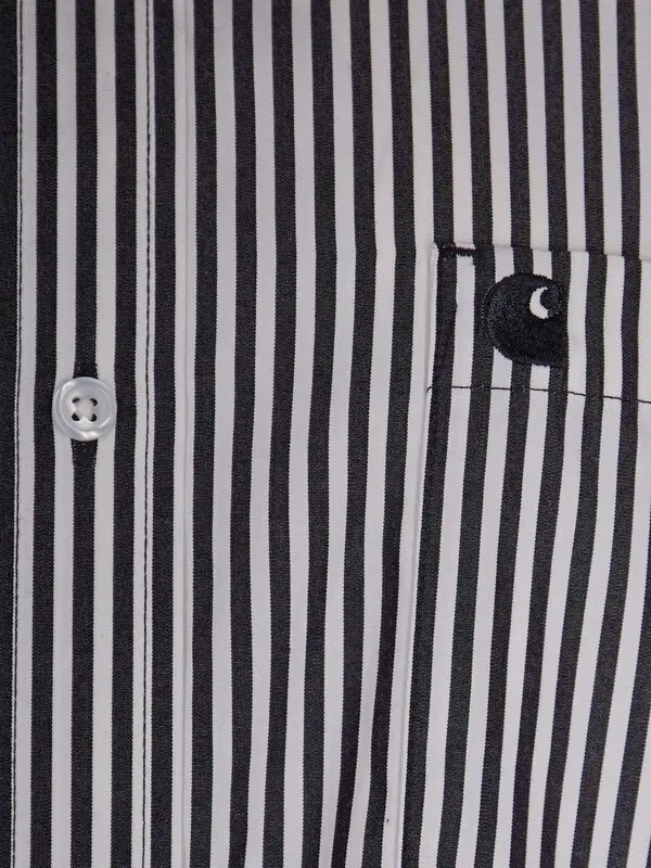 Carhartt Work In Progress Cotton Button-up Shirt With Embroidered Logo Pocket - Striped