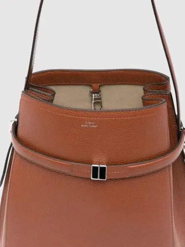 TOTEME Grained Leather Bucket Bag - Earth