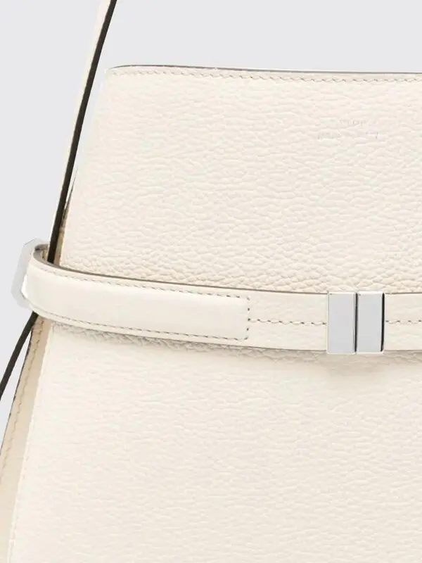 TOTEME Grained Leather Bucket Bag - White