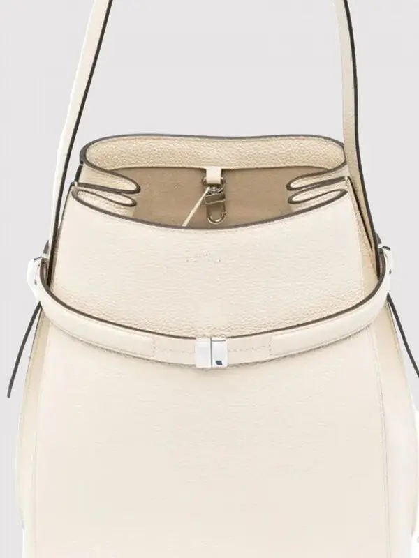 TOTEME Grained Leather Bucket Bag - White