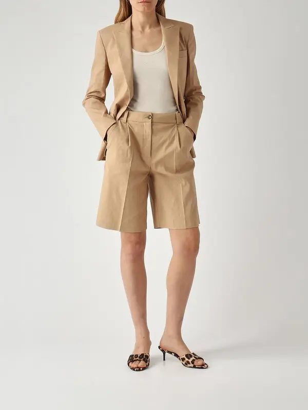 Pinko Single-breasted Linen Blend Blazer - Beige