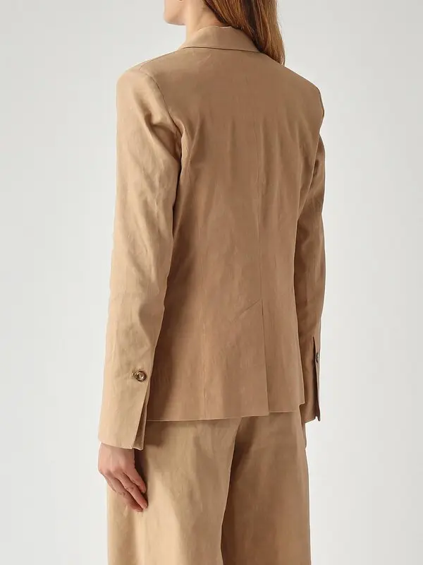 Pinko Single-breasted Linen Blend Blazer - Beige