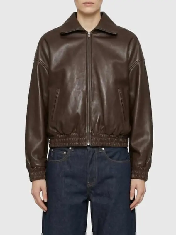 Acne Studios Leather Bomber Jacket - Brown