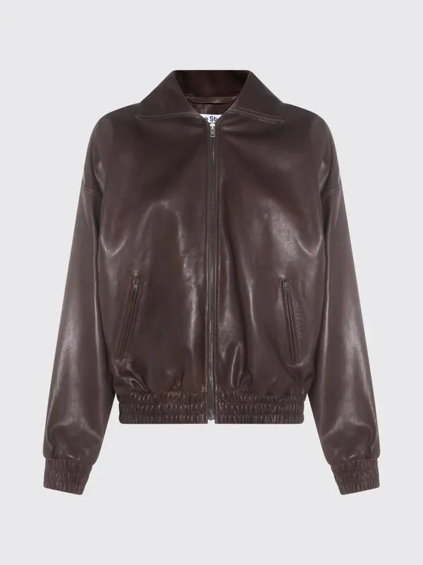 Acne Studios Leather Bomber Jacket - Brown