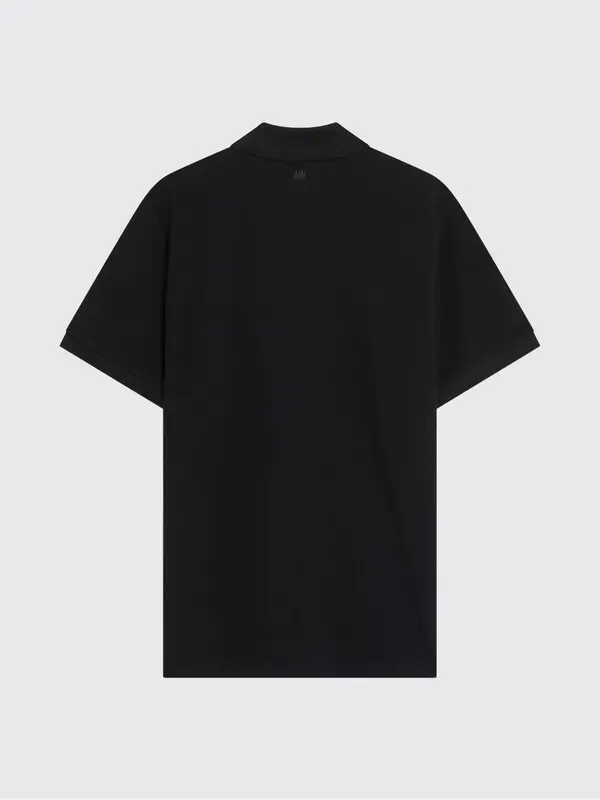 AMI Paris Logo Cotton Polo Shirt - Black
